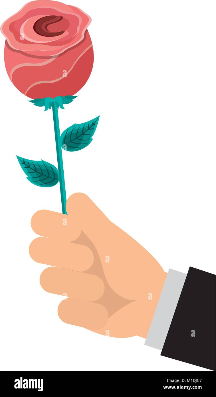 hand holding beautiful flower nature vector illustration Stock Vector ...