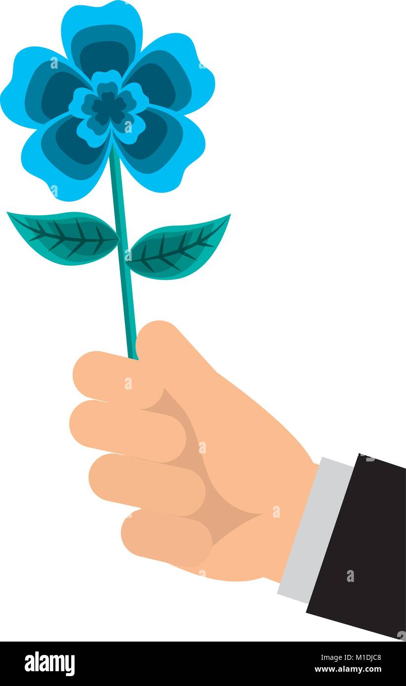hand holding beautiful flower nature vector illustration Stock Vector ...