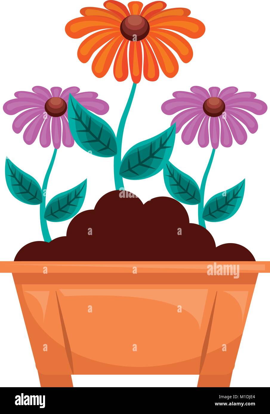 flowers in pot gardening spring decoration vector illustration Stock ...