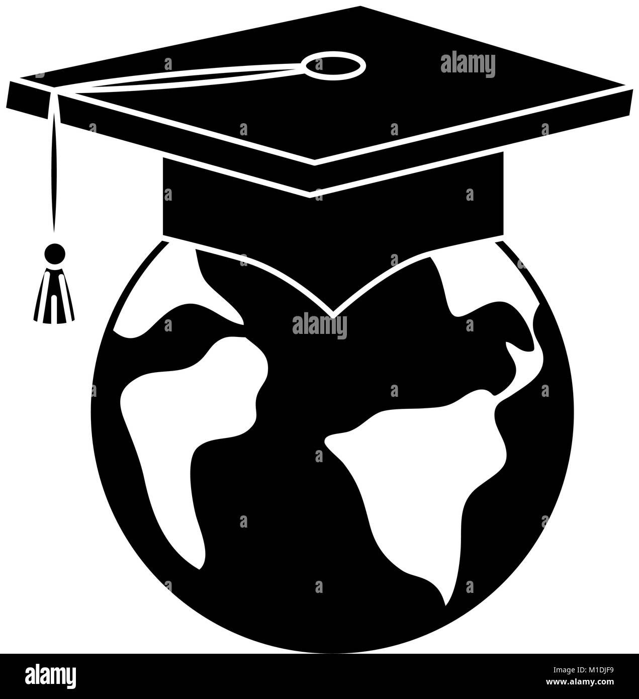 earth planet with graduation hat vector illustration design Stock ...