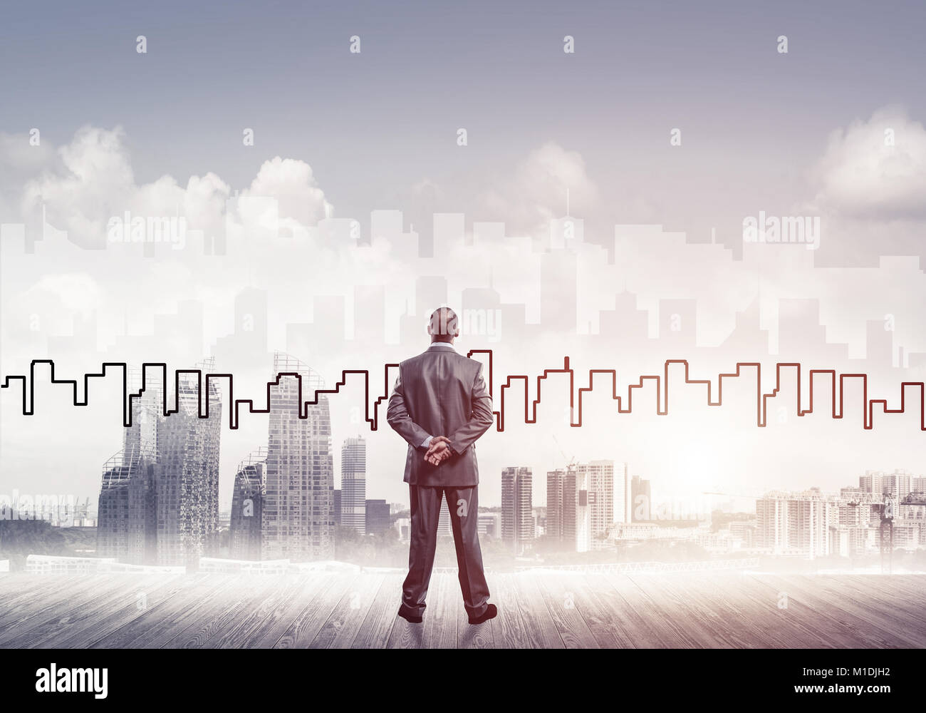 Motivation and inspiration concept with modern cityscape and bus Stock ...