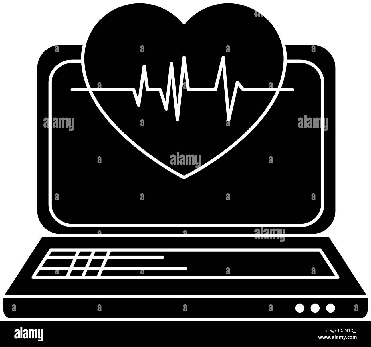 laptop computer with heart cardio vector illustration design Stock ...
