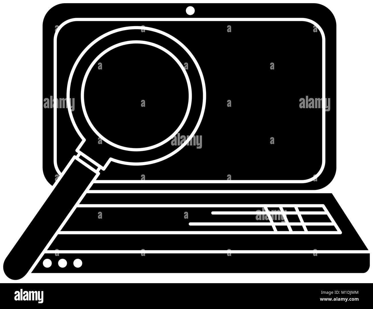 laptop computer with magnifying glass vector illustration design Stock ...