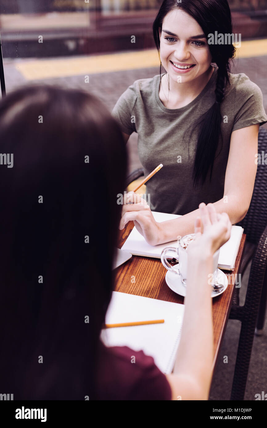 Ambitious two students finishing task Stock Photo - Alamy