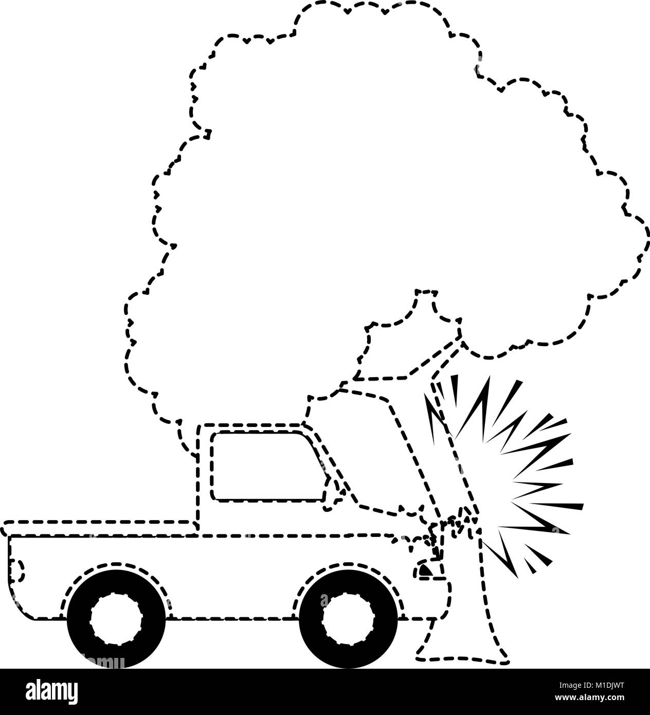 cars crash accident with tree vector illustration design Stock Vector ...