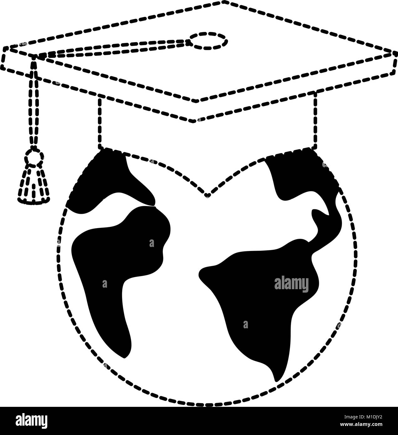 earth planet with graduation hat vector illustration design Stock ...