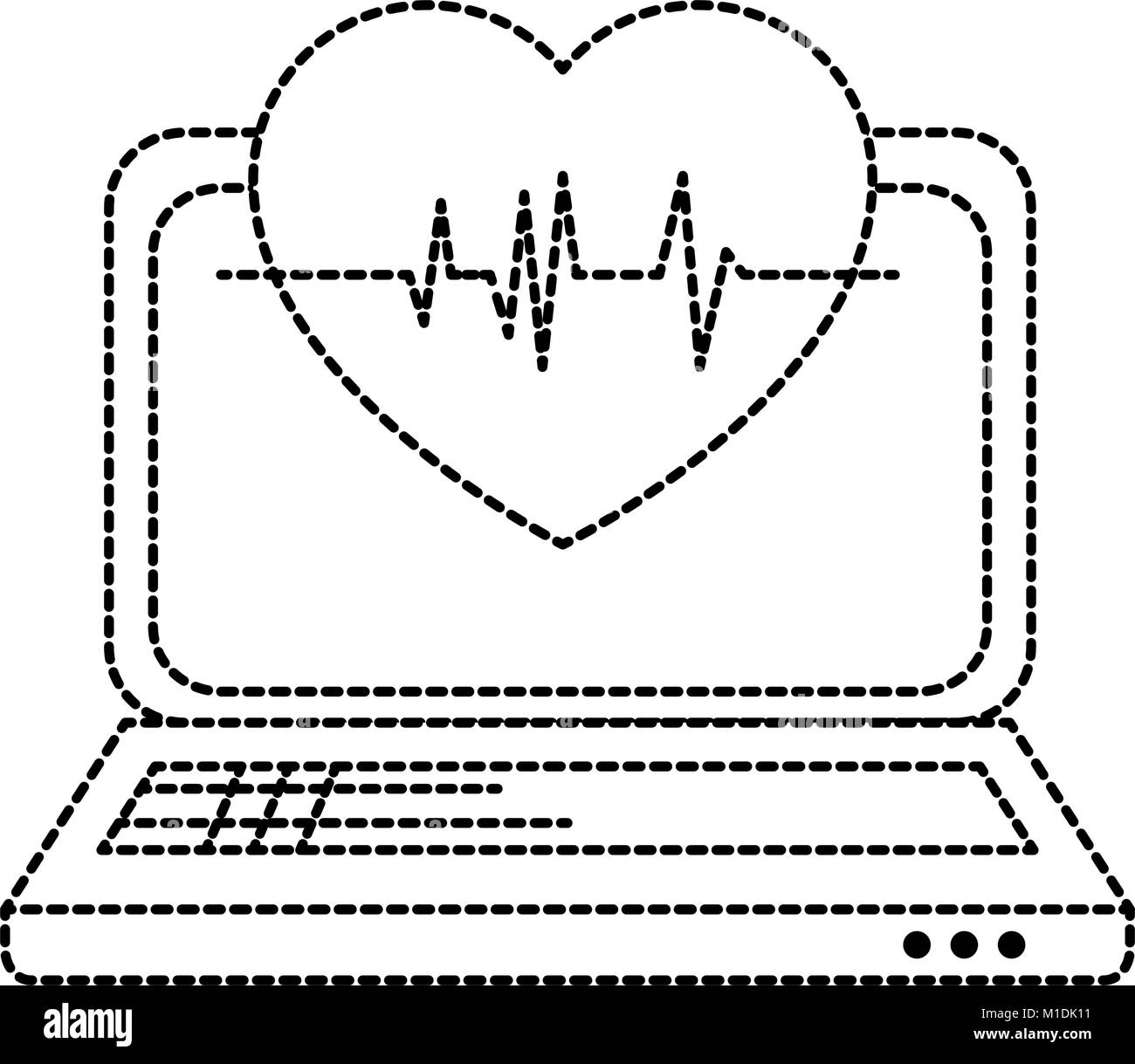 laptop computer with heart cardio vector illustration design Stock ...
