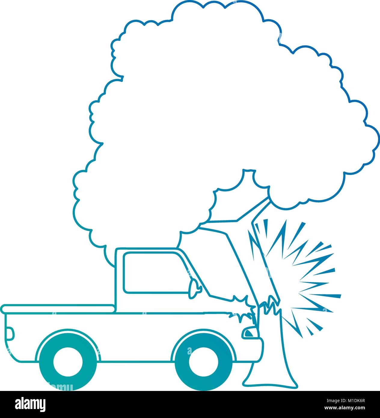 cars crash accident with tree vector illustration design Stock Vector ...