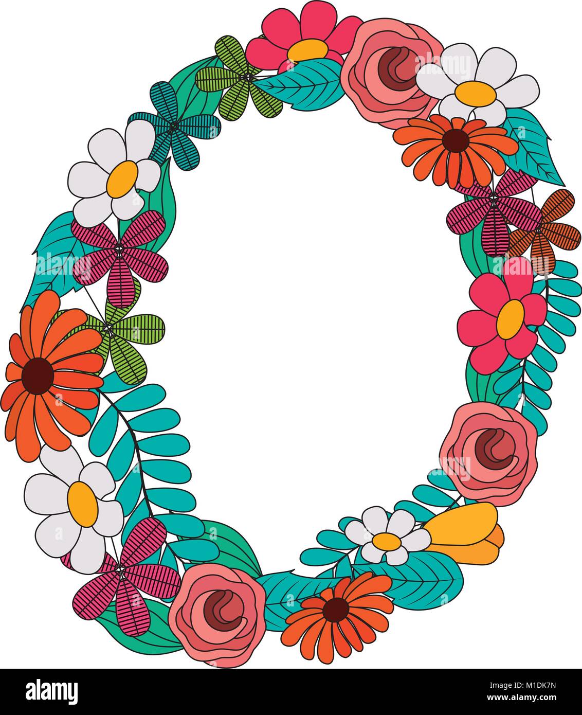 round floral flowers arrangement spring decoration vector illustration ...