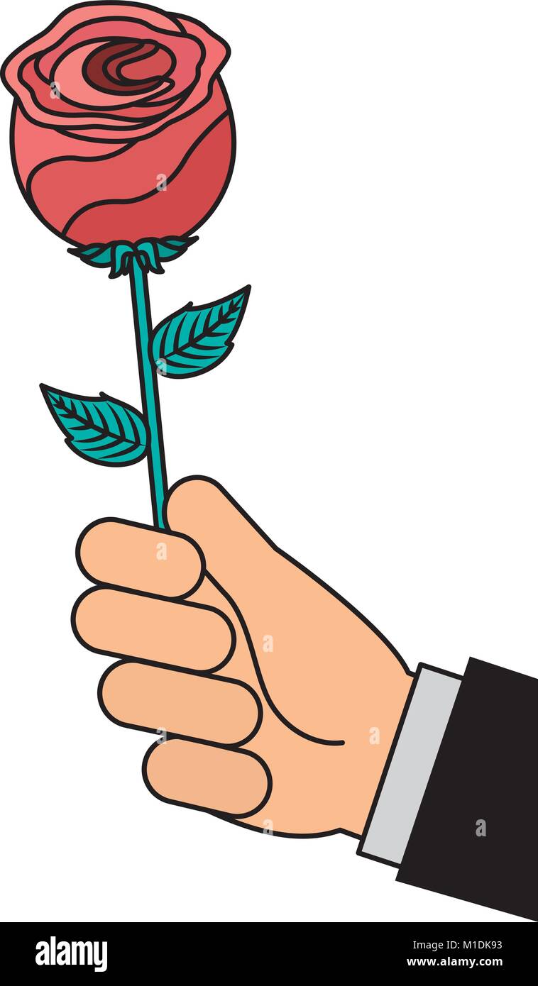 hand holding beautiful flower nature vector illustration Stock Vector ...