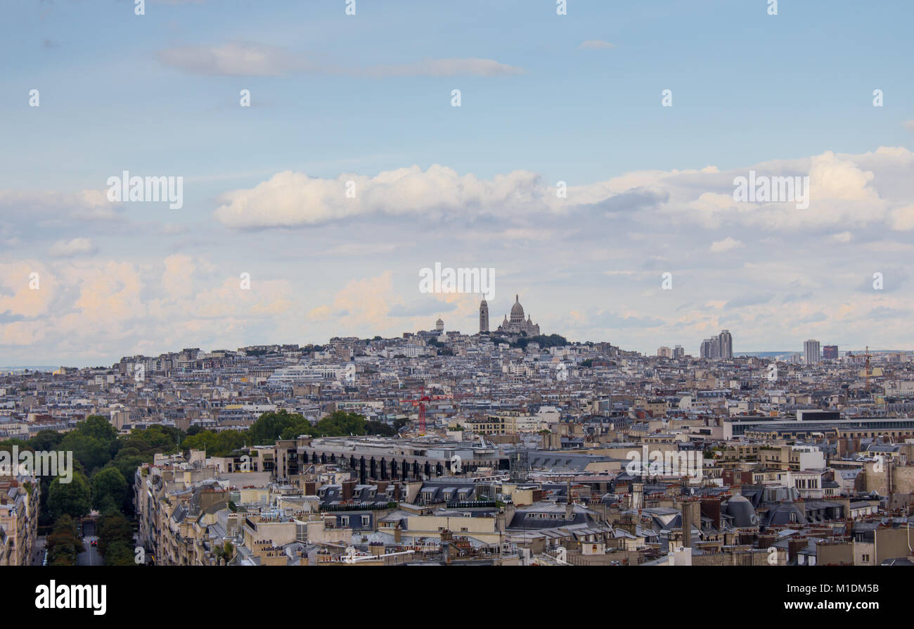 Paris, France - July 24, 2011: Top view of Paris from Arc De Triomphe ...