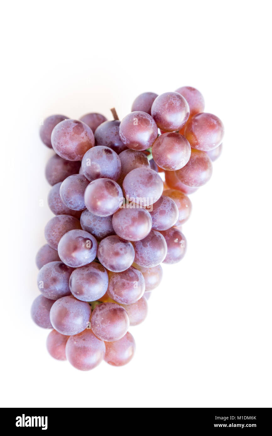 Bunch of ripe red grapes isolated on white background, flat lay Stock ...
