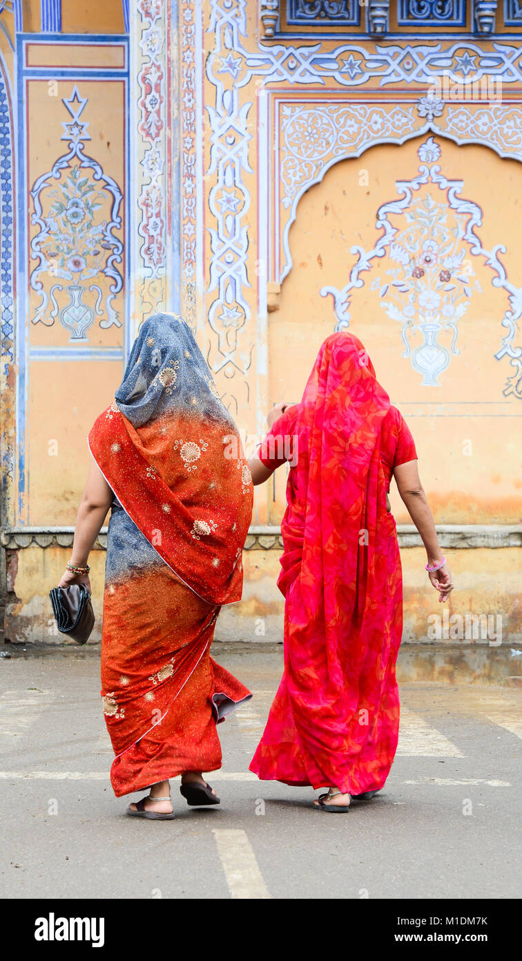 Women in saree walking on street in Jaipur, India Stock Photo - Alamy