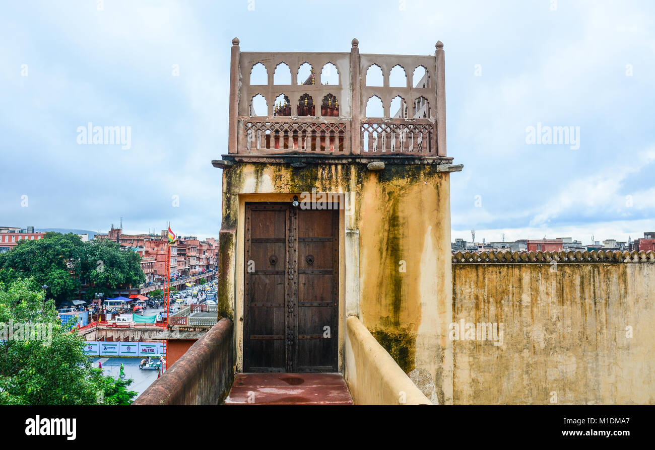 Jaipur, India - Jul 27, 2015. Top of ancient building in Jaipur, India ...