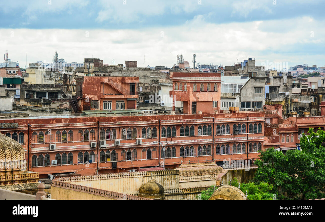 Jaipur, India - Jul 27, 2015. Ancient building with cityscape in Jaipur ...