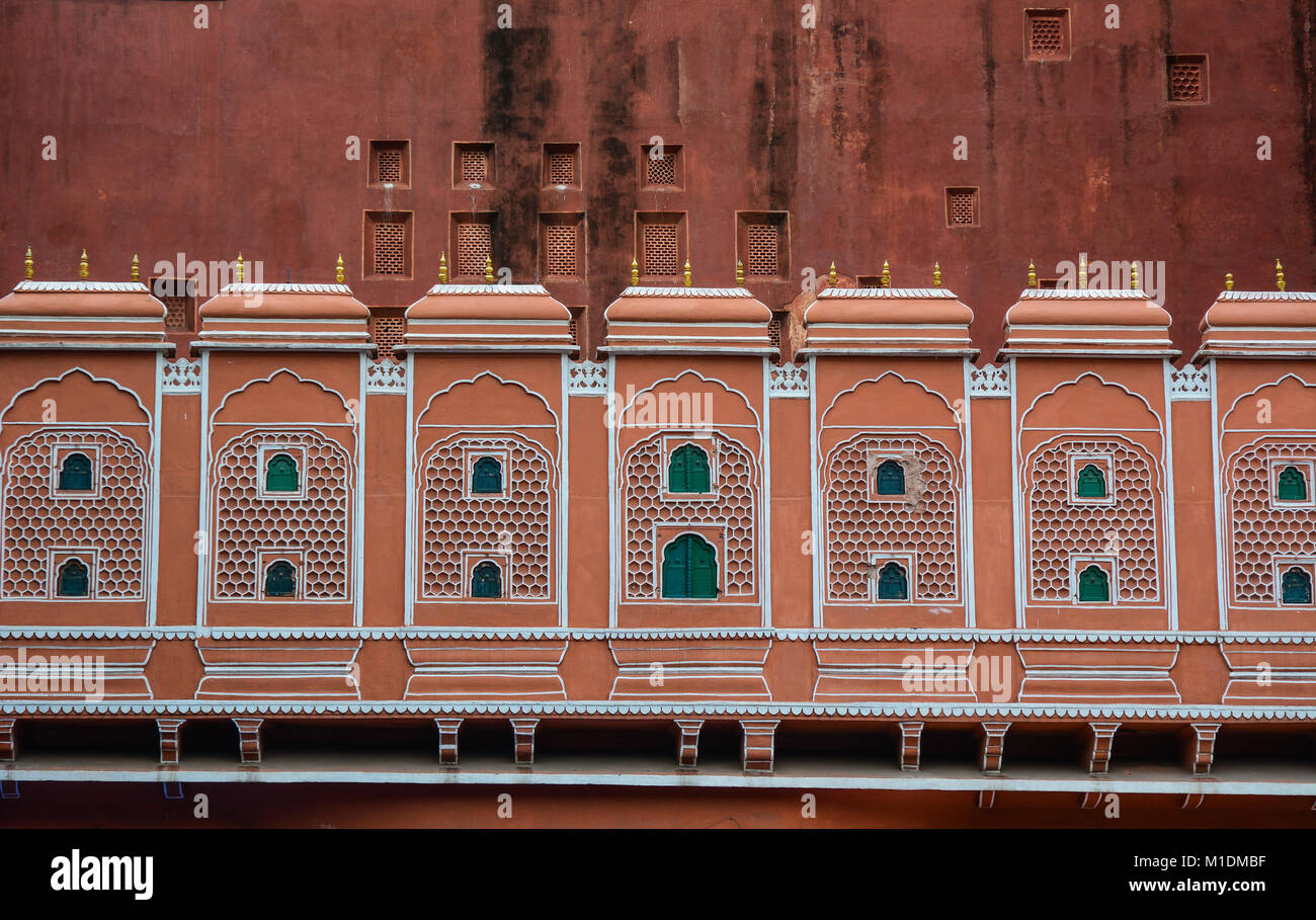 Details of Hawa Mahal (Wind Palace) in Jaipur, India. The Palace was ...