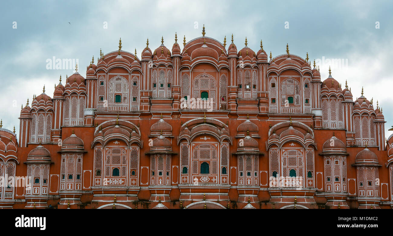Part of Hawa Mahal (Wind Palace) in Jaipur, India. The Palace is one of ...