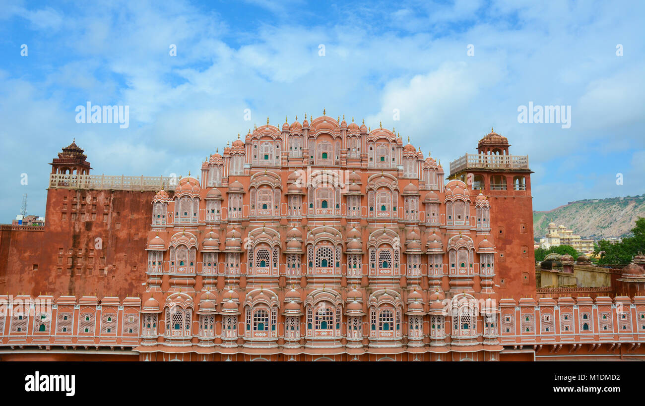 Facade of Hawa Mahal (Wind Palace) in Jaipur, Rajasthan, India. The ...