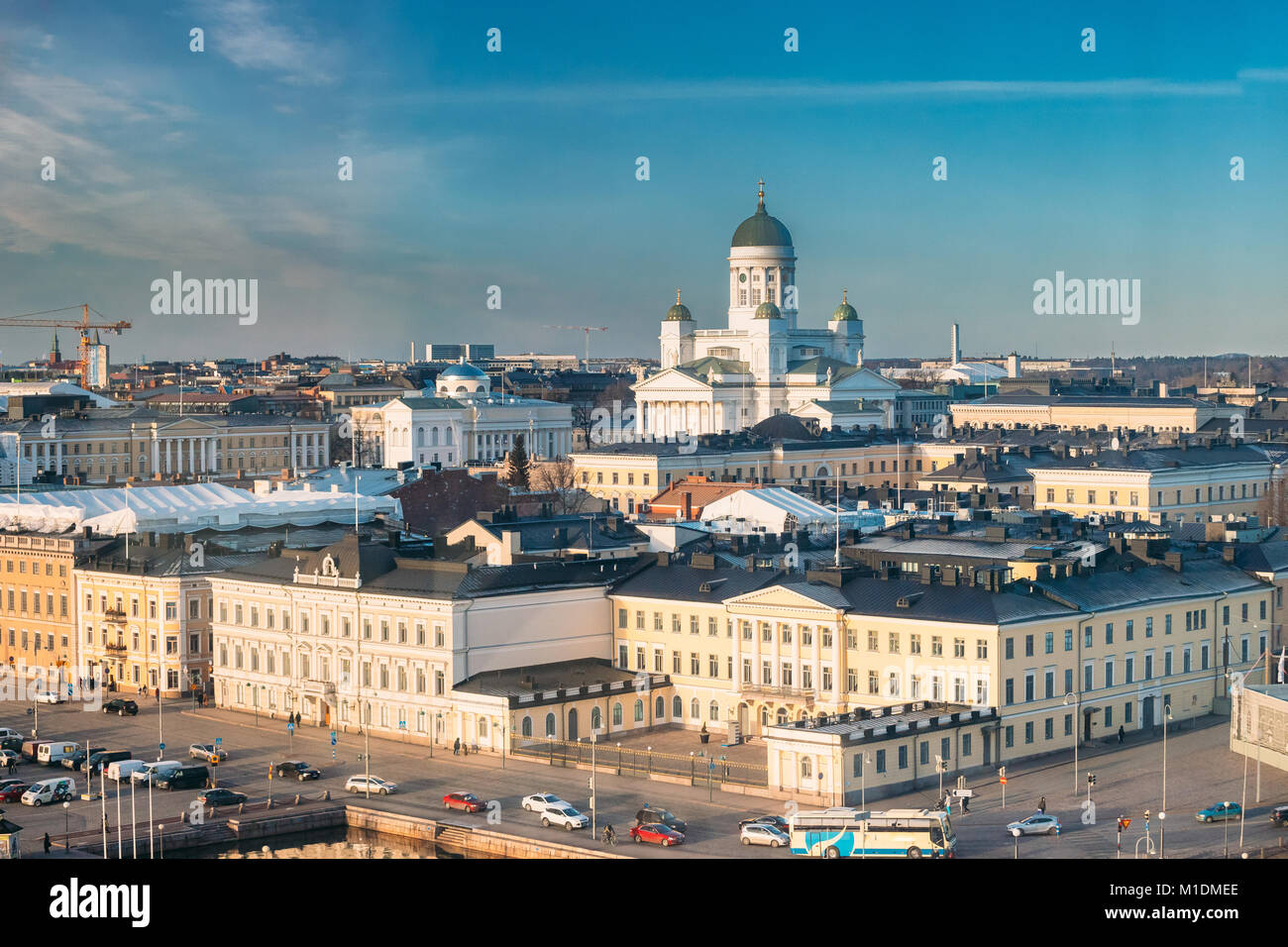 Helsinki, Finland. Aerial View Street With Presidential Palace And ...