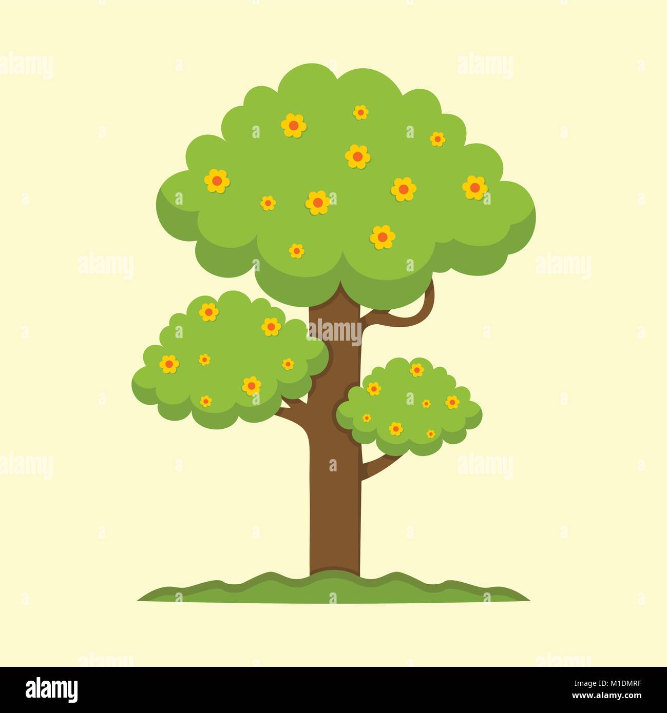 Cute Spring Season Tree Vector Illustration Graphic Design Stock Vector ...