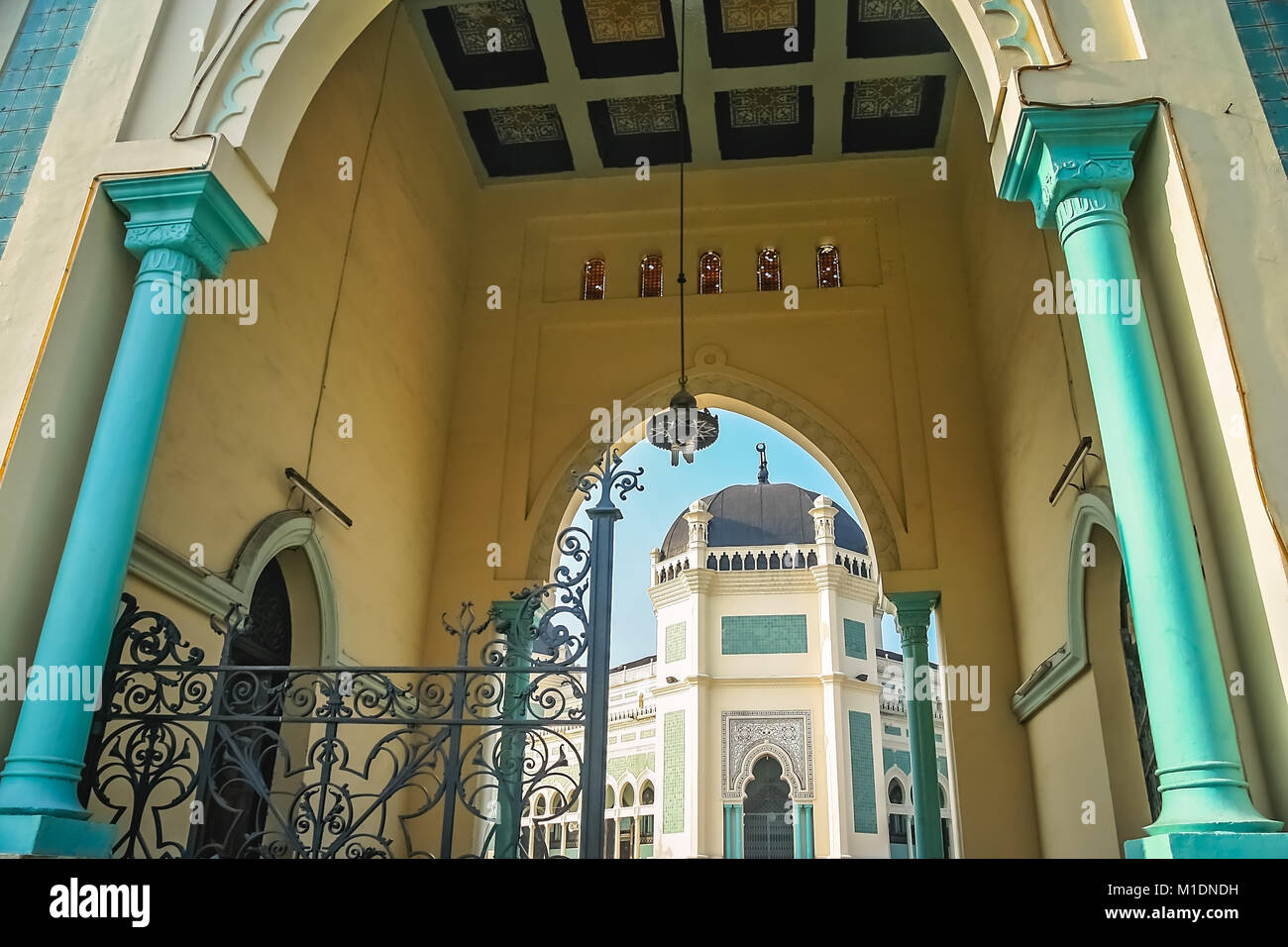 Entrance to the Great Mosque of Al-Mashun in Medan, Sumatra, Indonesia ...