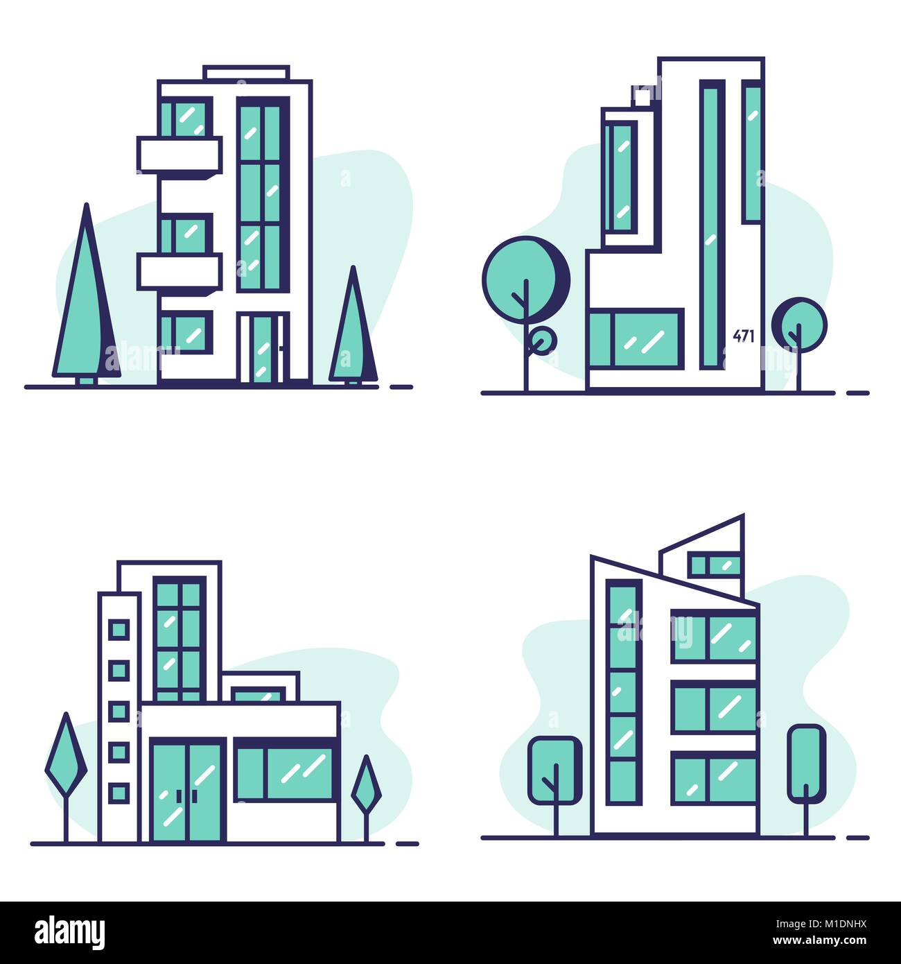 Modern residential buildings line Stock Vector Images - Alamy