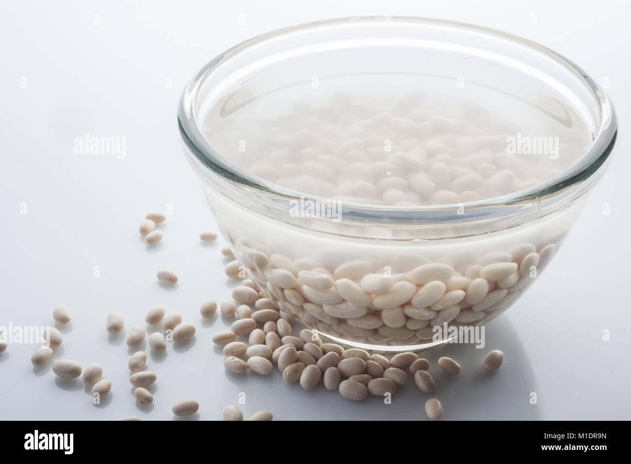 Soaked and scattered beans on white background Stock Photo - Alamy