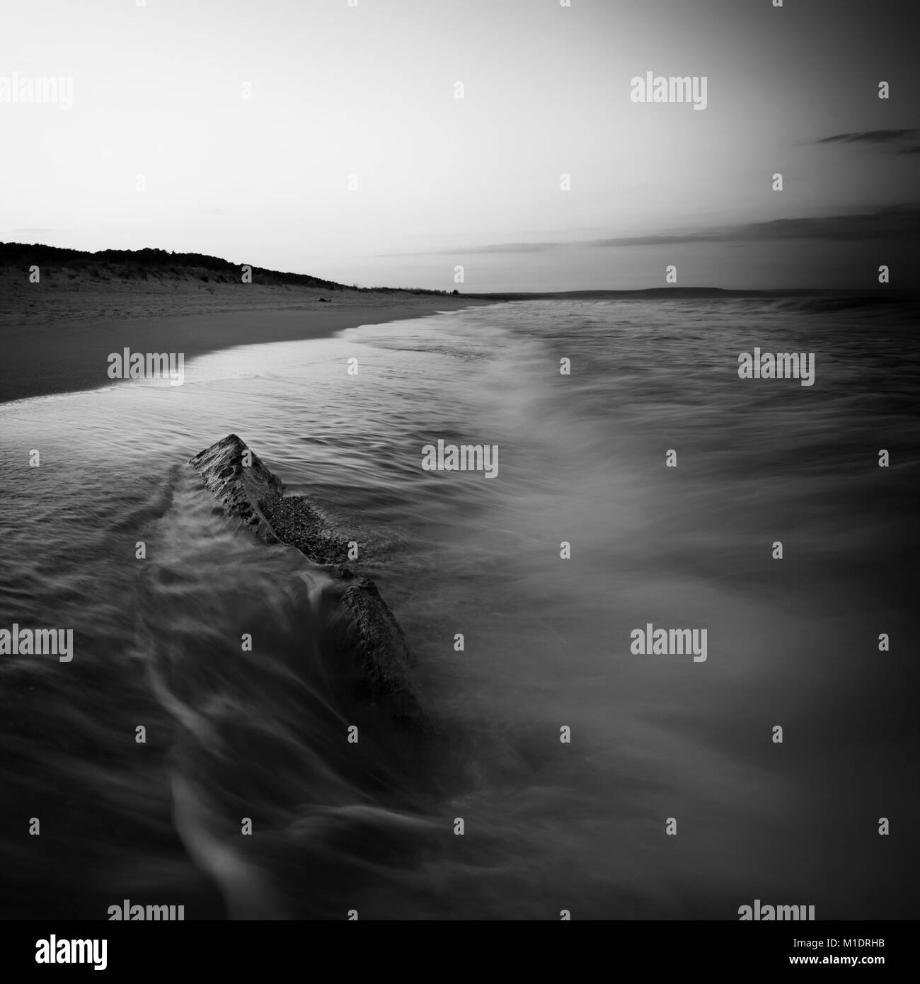 black and white square format seascape Stock Photo - Alamy