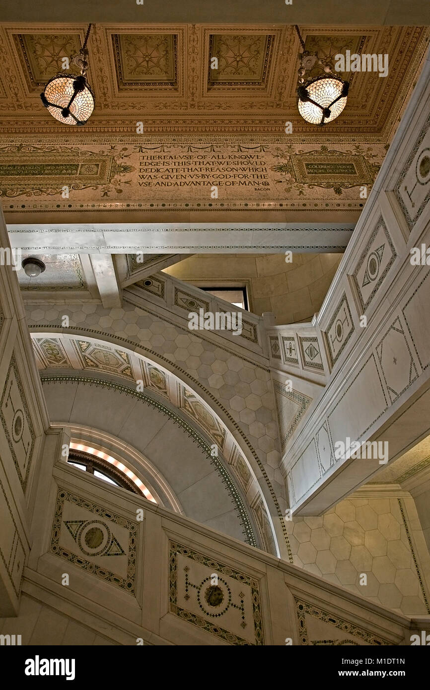 Interior of the Chicago Cultural Centre building, Chicago Stock Photo ...