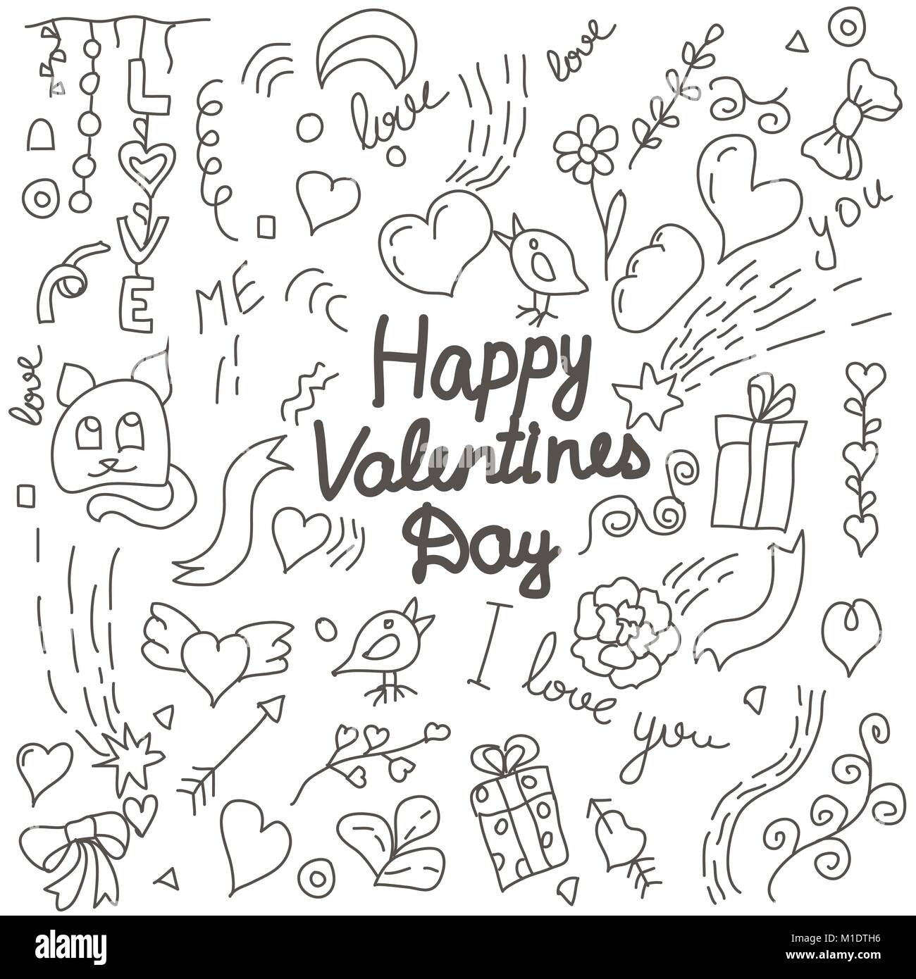 Valentines day hand drawn doodle card Stock Vector Image & Art - Alamy