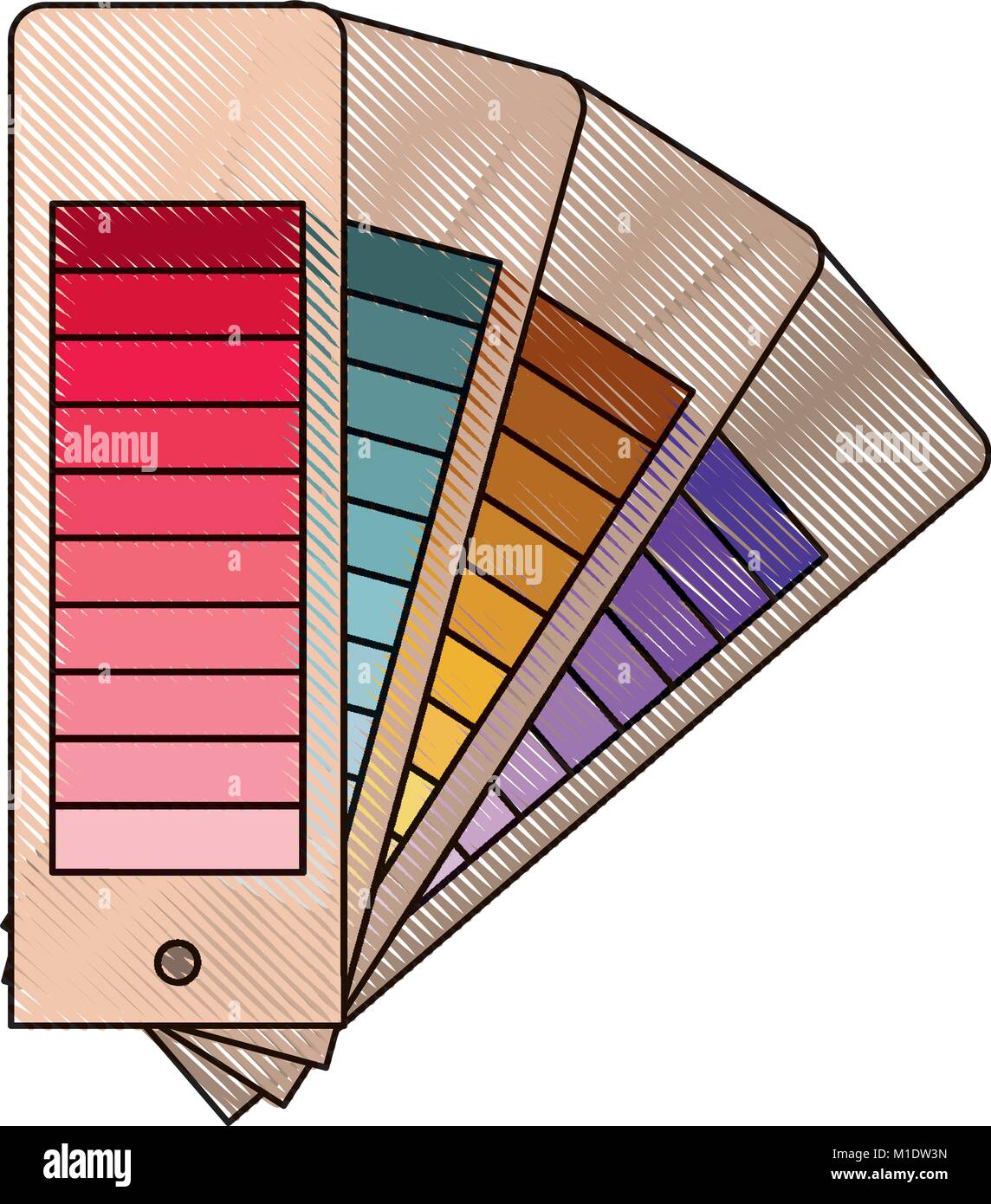 color palette guide scale set in colored crayon silhouette Stock Vector ...