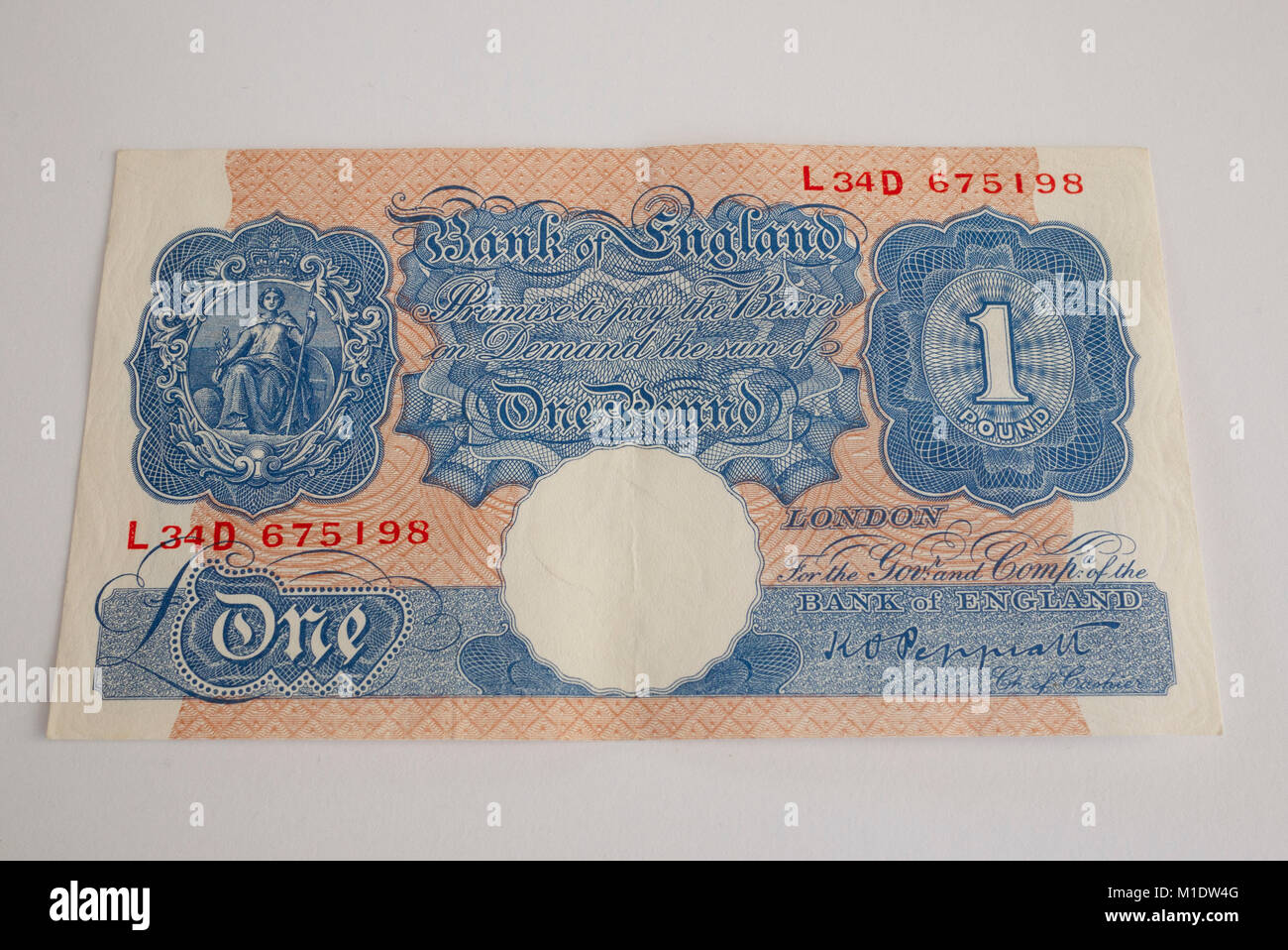 Peppiat Blue £1 pound note 1940 Stock Photo - Alamy