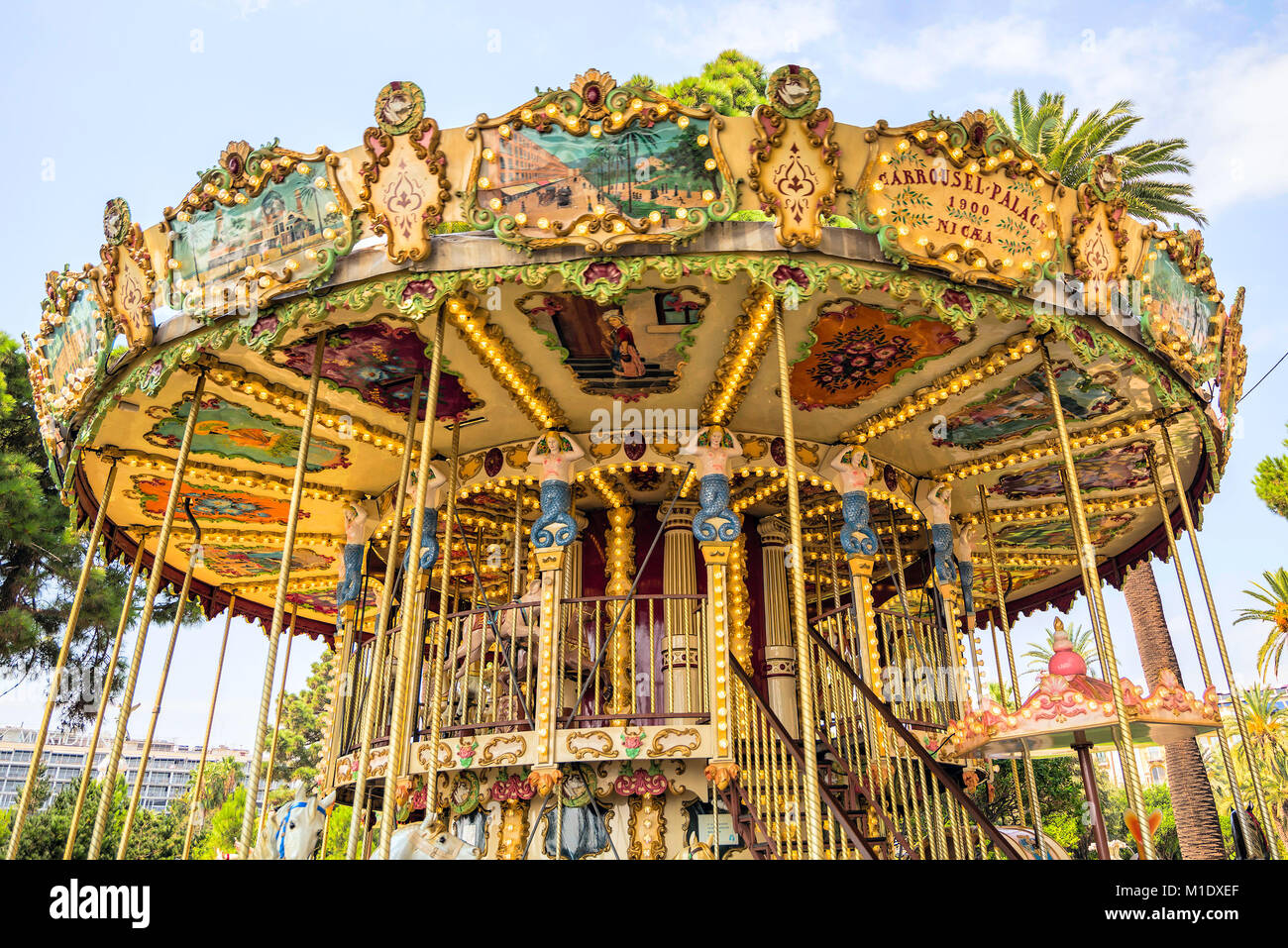 carousel in the amusement Park. Nice Azure Coast France Stock Photo - Alamy