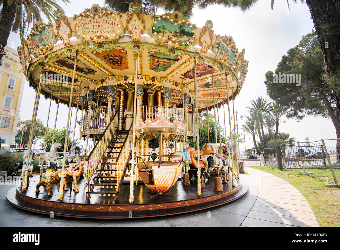 carousel in the amusement Park. Nice Azure Coast France Stock Photo - Alamy