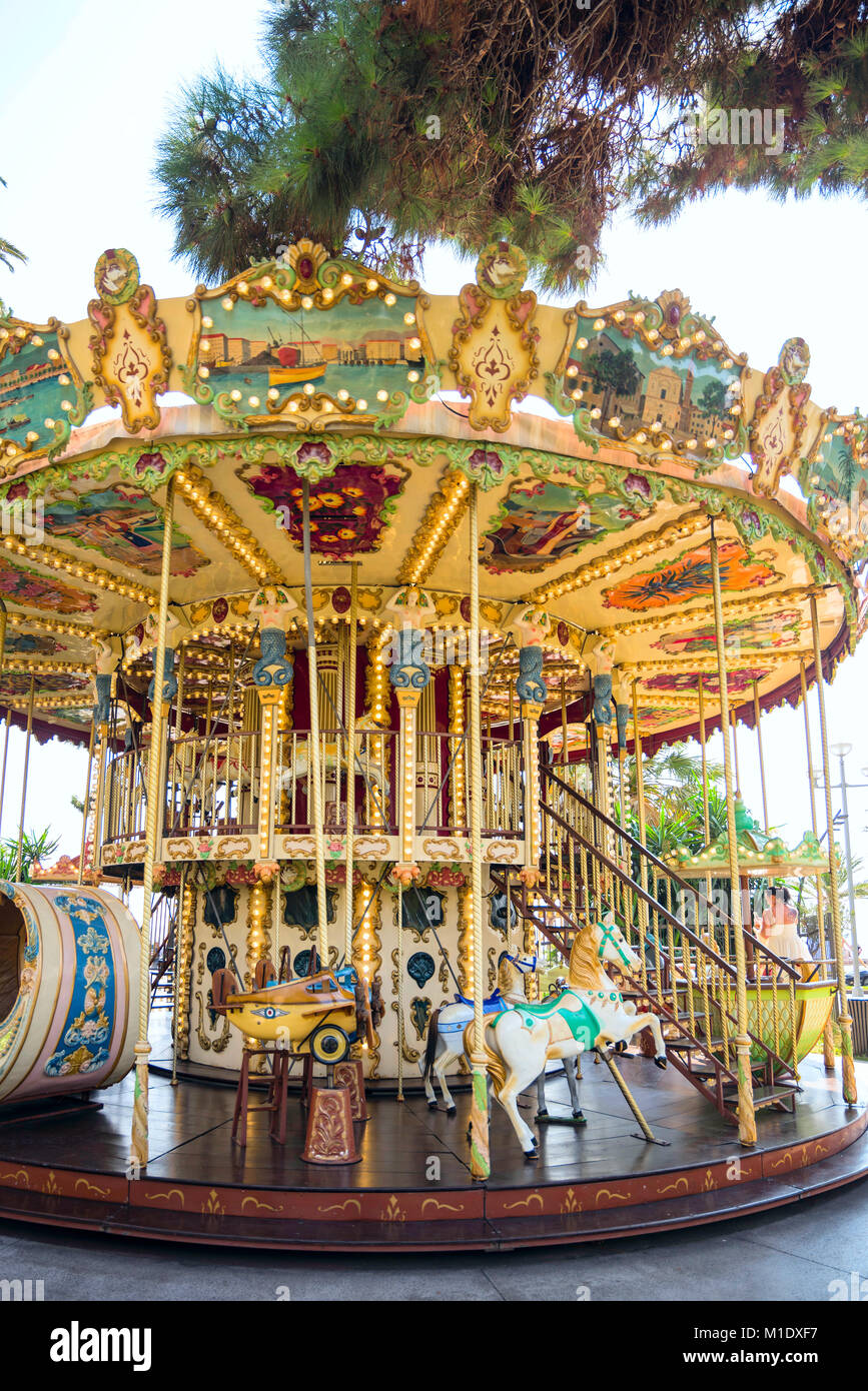 carousel in the amusement Park. Nice Azure Coast France Stock Photo - Alamy
