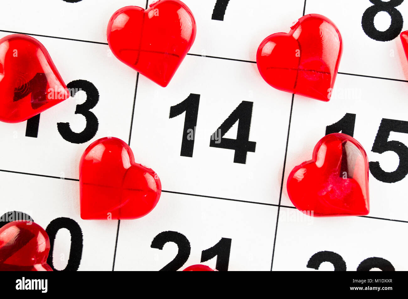 February 14 with a red heart symbol holiday background Stock Photo - Alamy