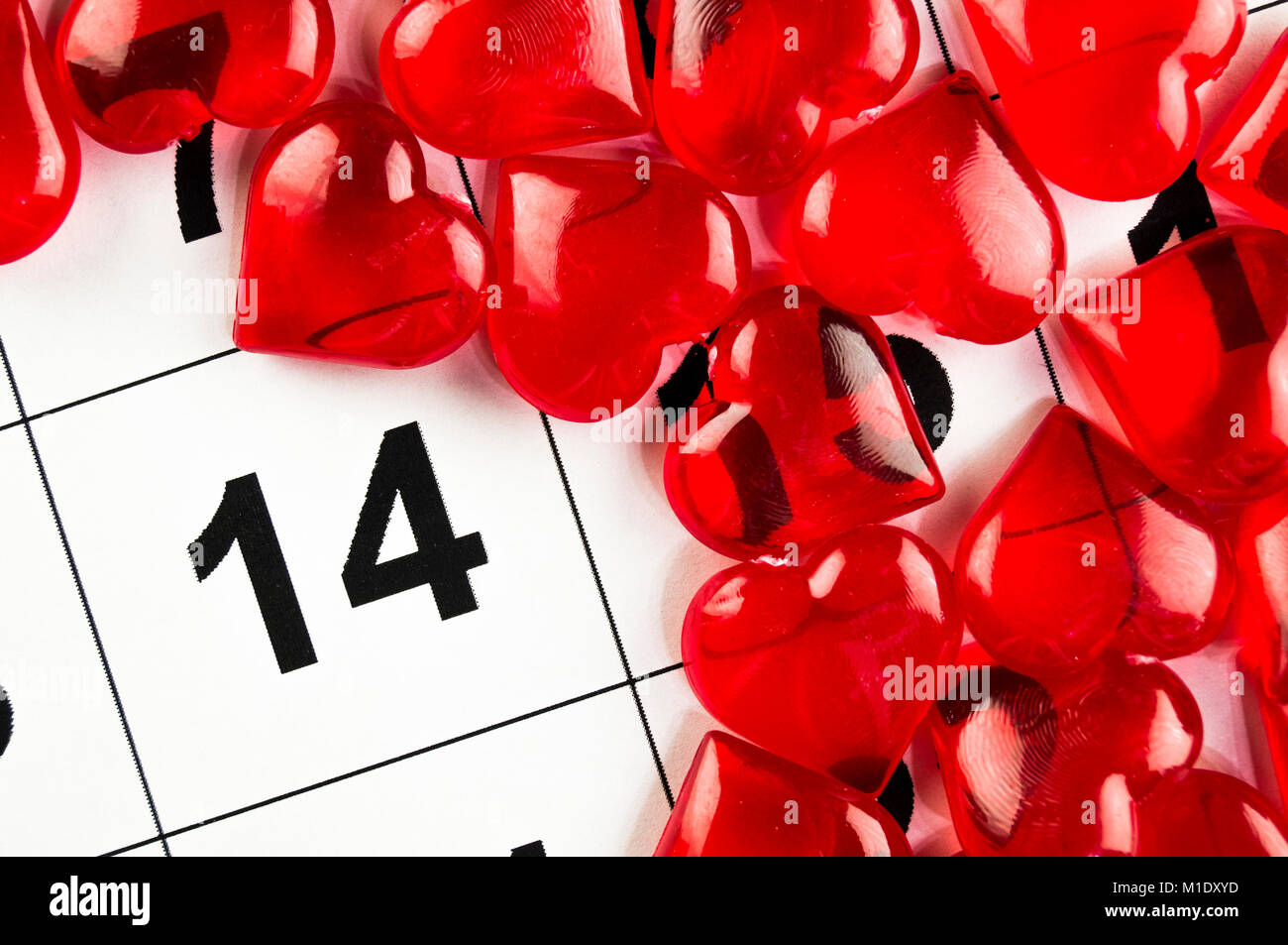 February 14 with a red heart symbol holiday background Stock Photo - Alamy