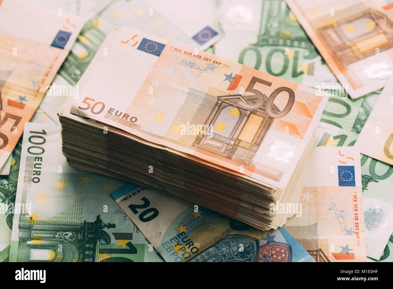 Euro cash stack closeup Stock Photo - Alamy