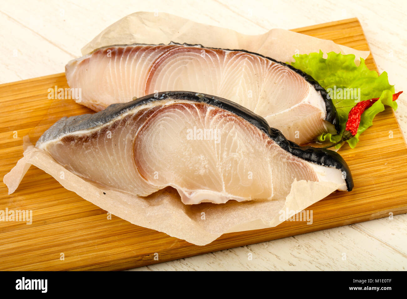 Raw juicy shark steak ready for grill Stock Photo - Alamy