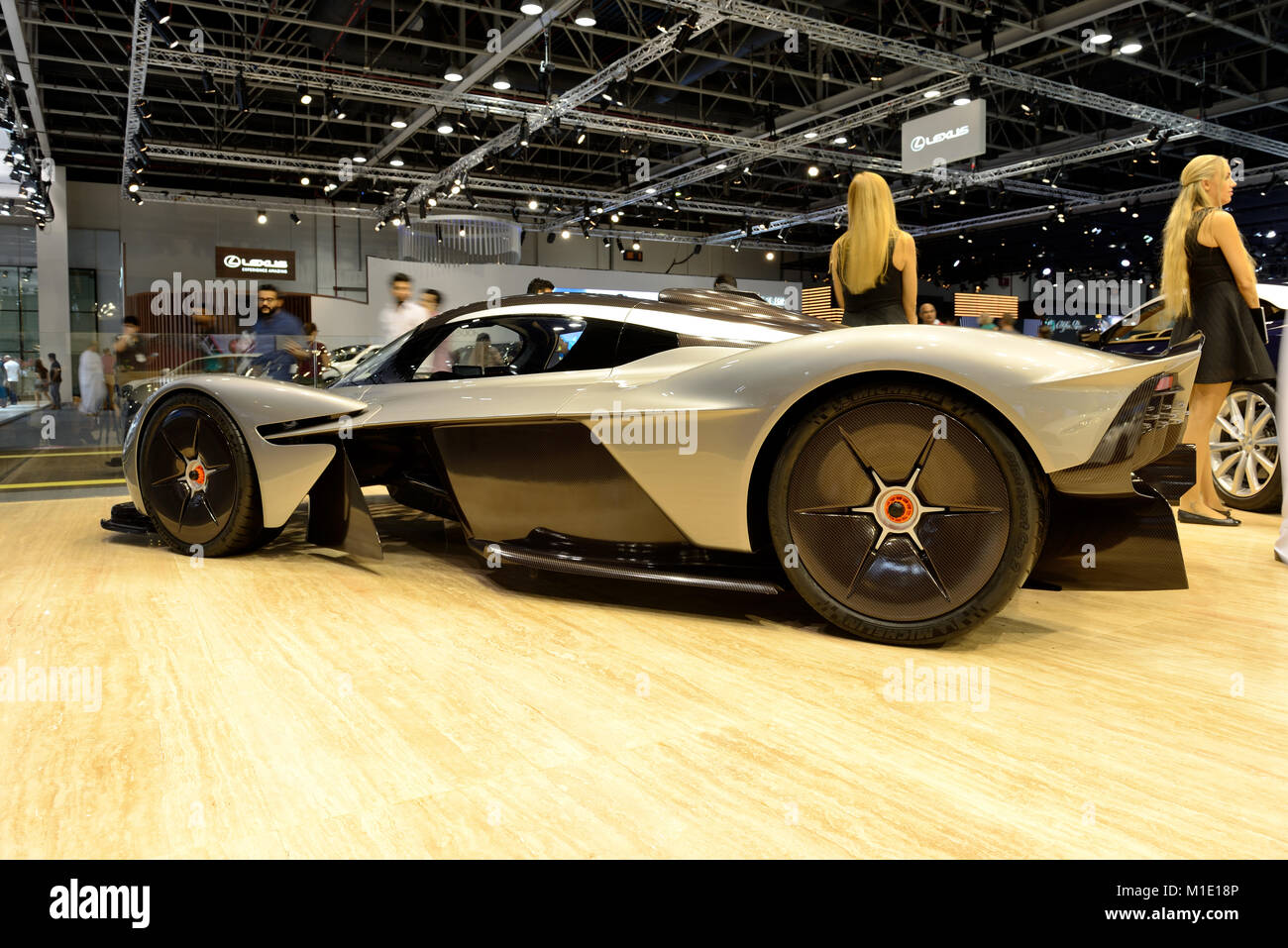 DUBAI, UAE - NOVEMBER 18: The Aston Martin Valkyrie hybrid electric ...