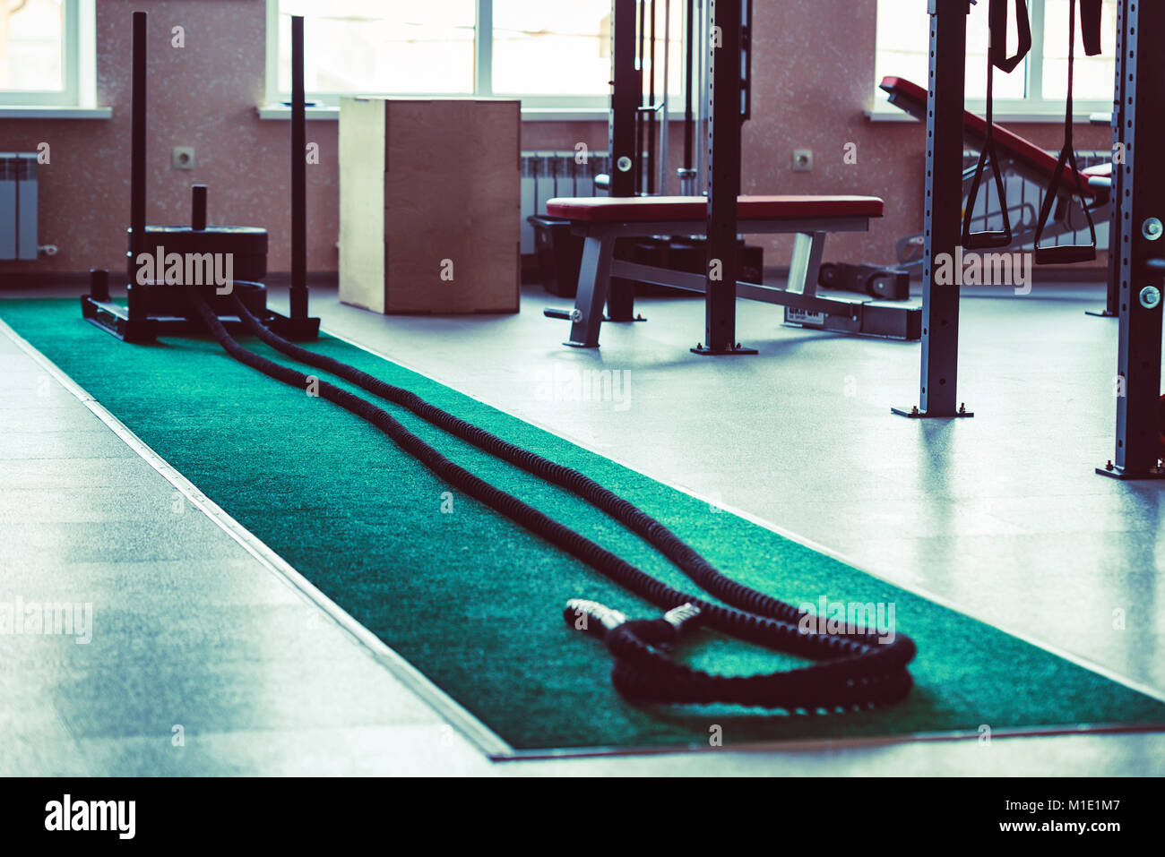 Crossfit equipment in gym Stock Photo - Alamy
