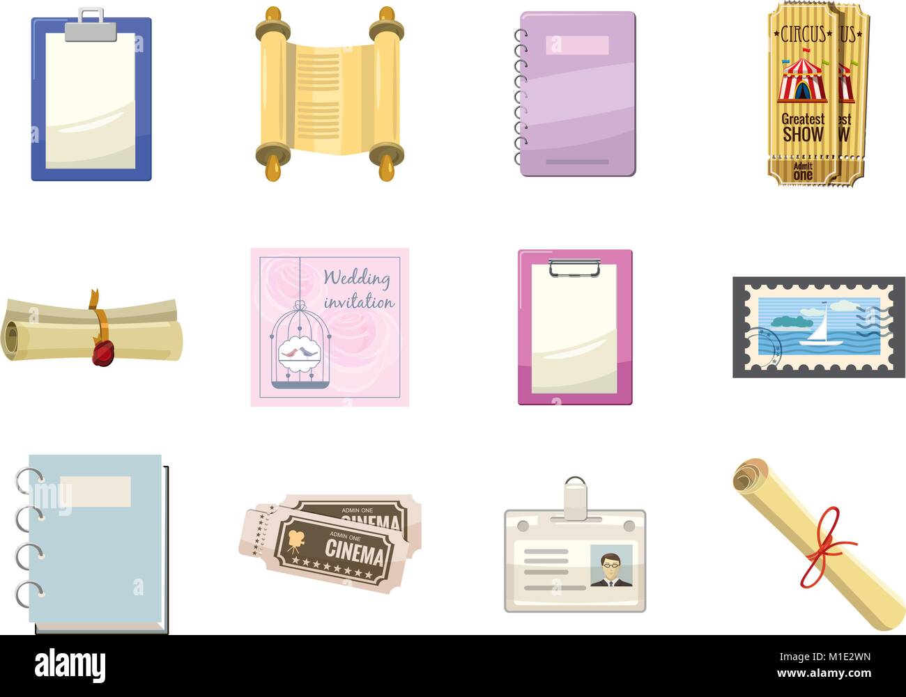 Paper icon set, cartoon style Stock Vector Image & Art - Alamy