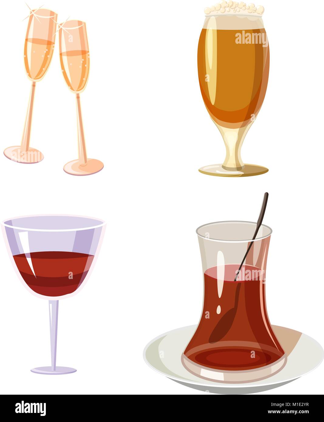 Glass icon set, cartoon style Stock Vector Image & Art - Alamy