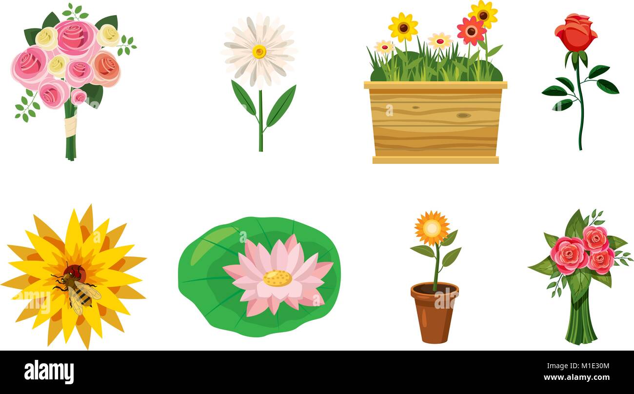 Flower icon set, cartoon style Stock Vector Image & Art - Alamy