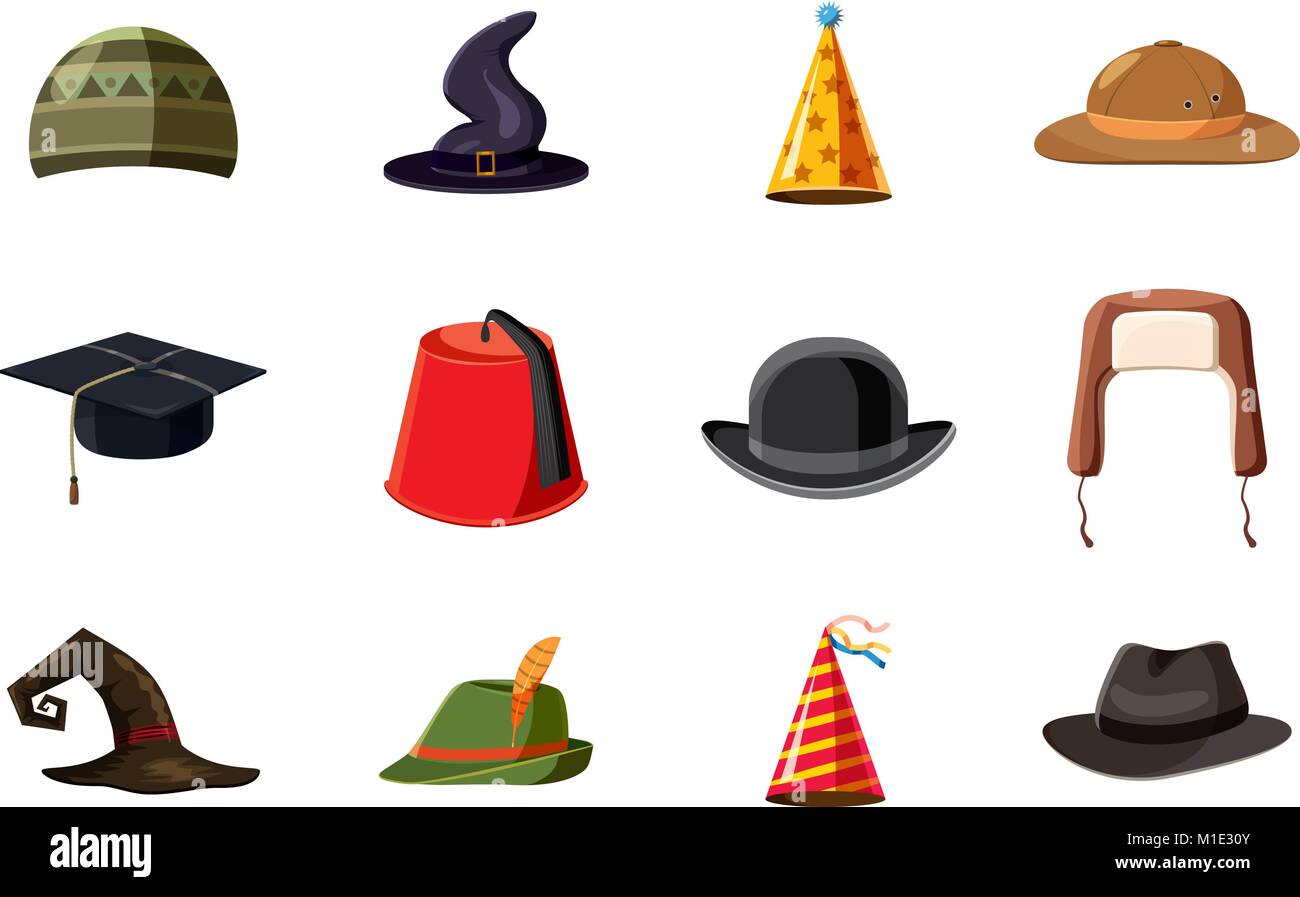 Hat icon set, cartoon style Stock Vector Image & Art - Alamy