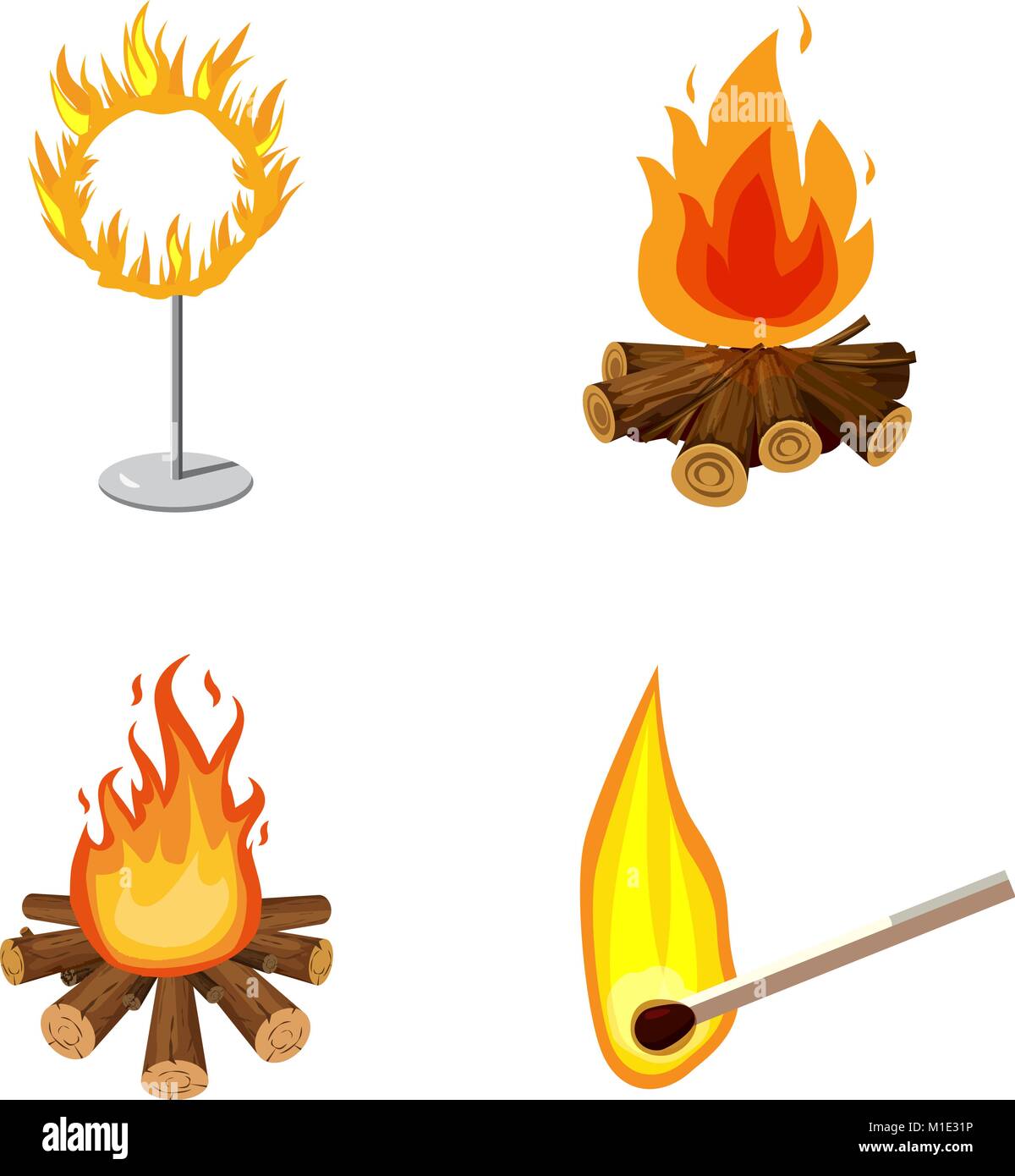 Fire icon set, cartoon style Stock Vector Image & Art - Alamy