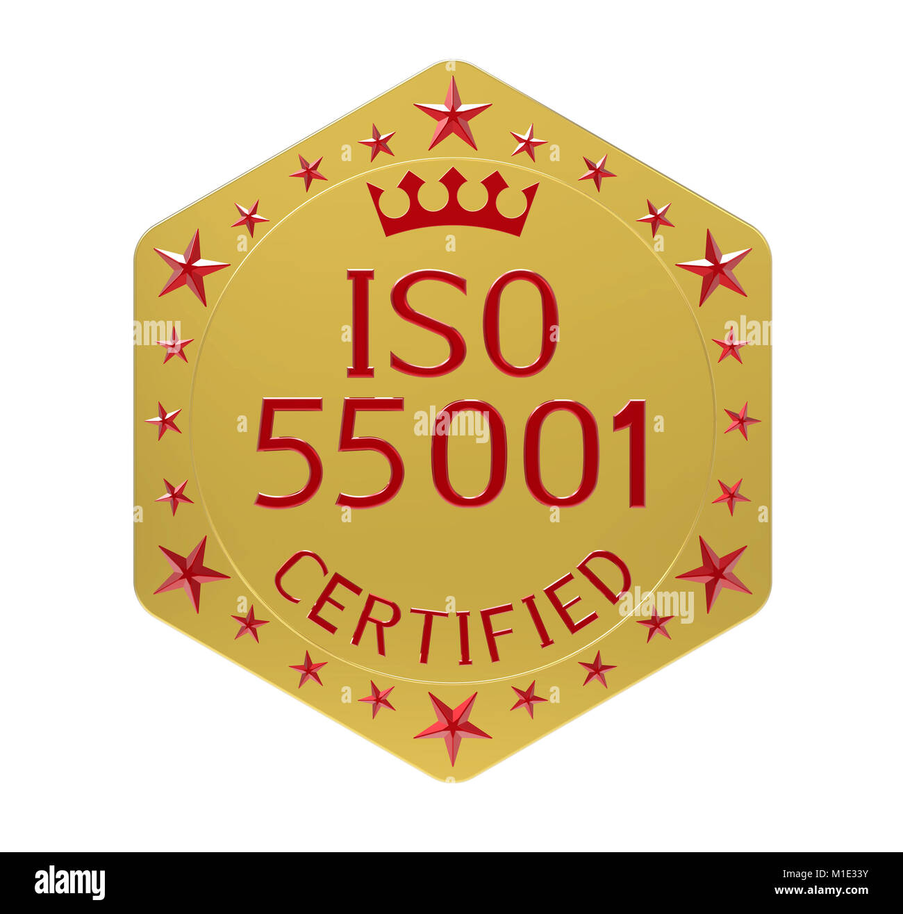 ISO 55001 standard, asset management system, 3D render, isolated on ...