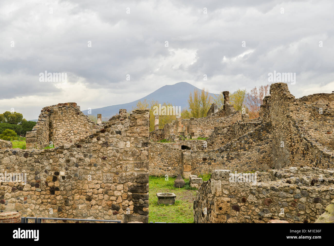 Ruins of ancient city of Pompeii, destroyed by volcano Mount Vesuvius ...