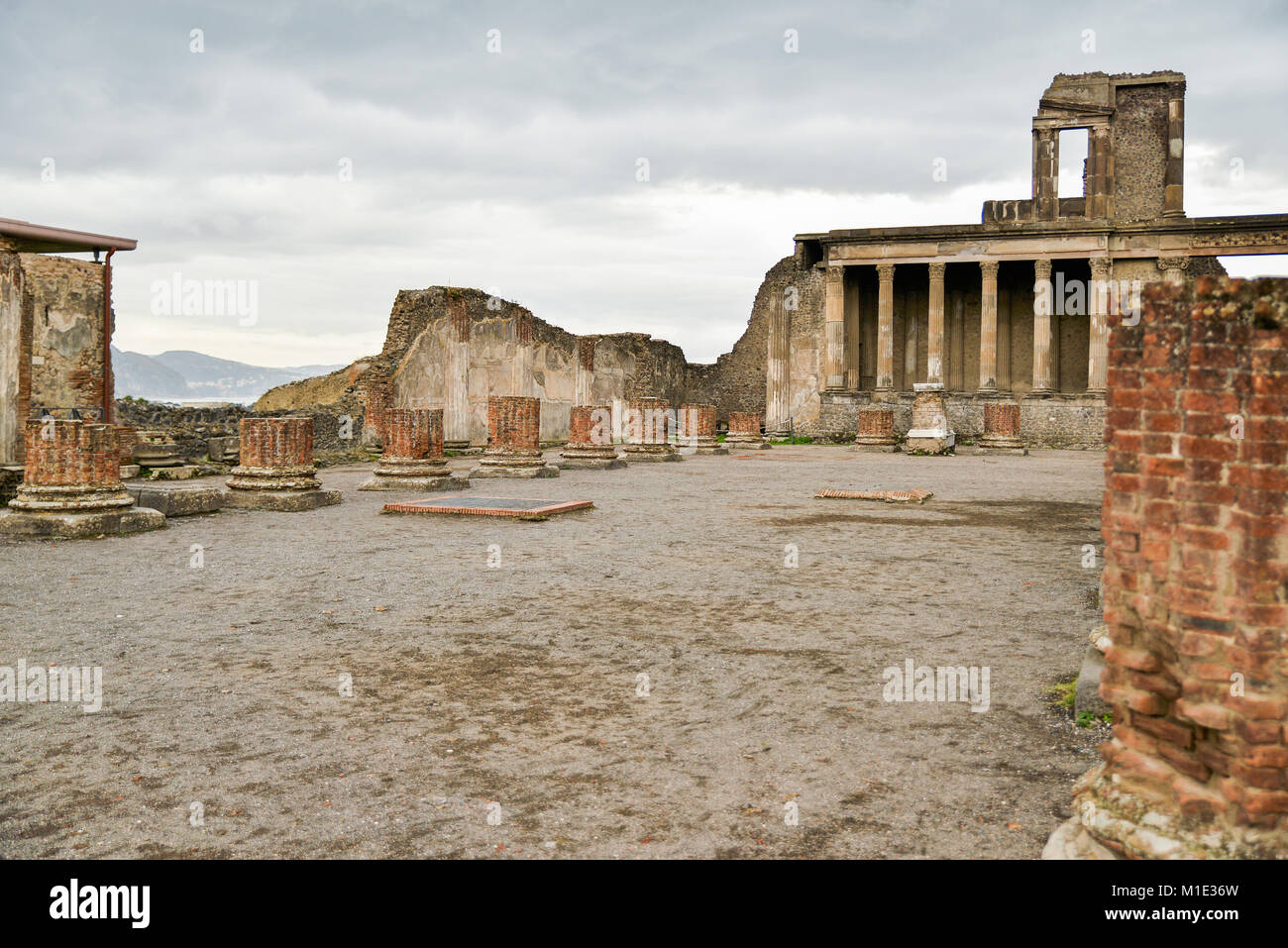 Ruins of ancient city of Pompeii, destroyed by volcano Mount Vesuvius ...