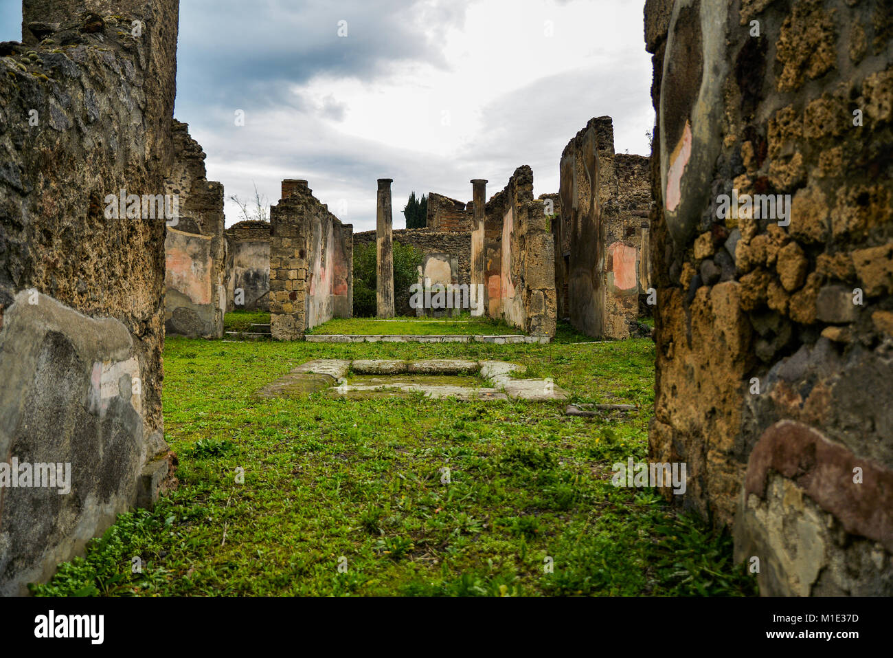 Ruins of ancient city of Pompeii, destroyed by volcano Mount Vesuvius ...